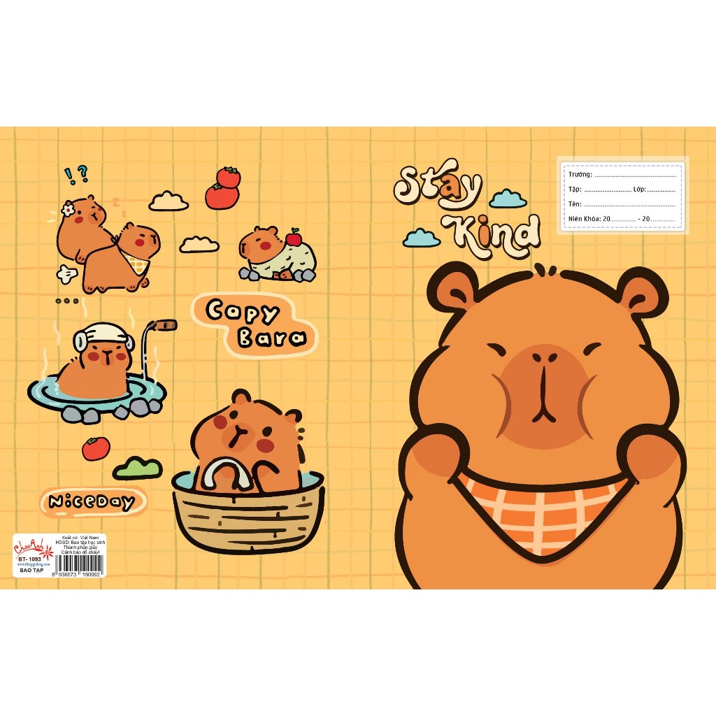 COMBO 5 Giấy Bao Tập Học Sinh Cute CAPYBARA, LOOPY, KUROMI (15.5X20.5cm ...