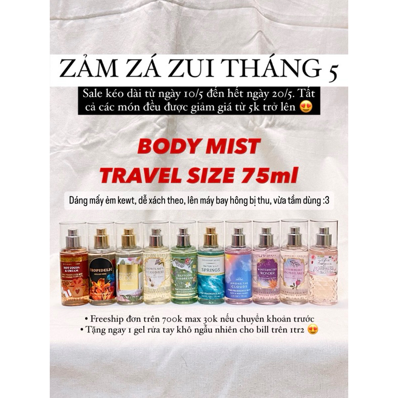 28 mùi !! Xịt thơm - Body mist size du lịch travel 75ml chính hãng Bath ...