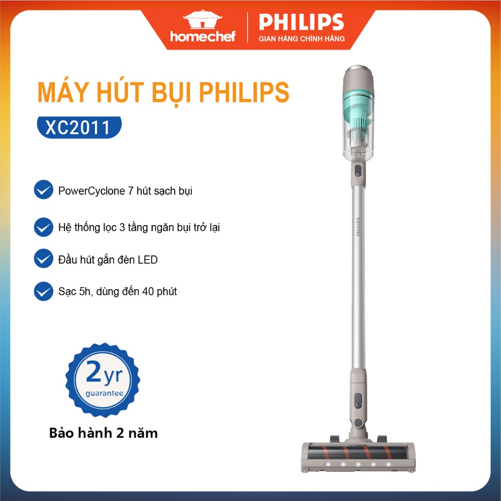 Máy hút bụi không dây dạng cán, máy hút bụi cầm tay Philips XC2011/01 ...