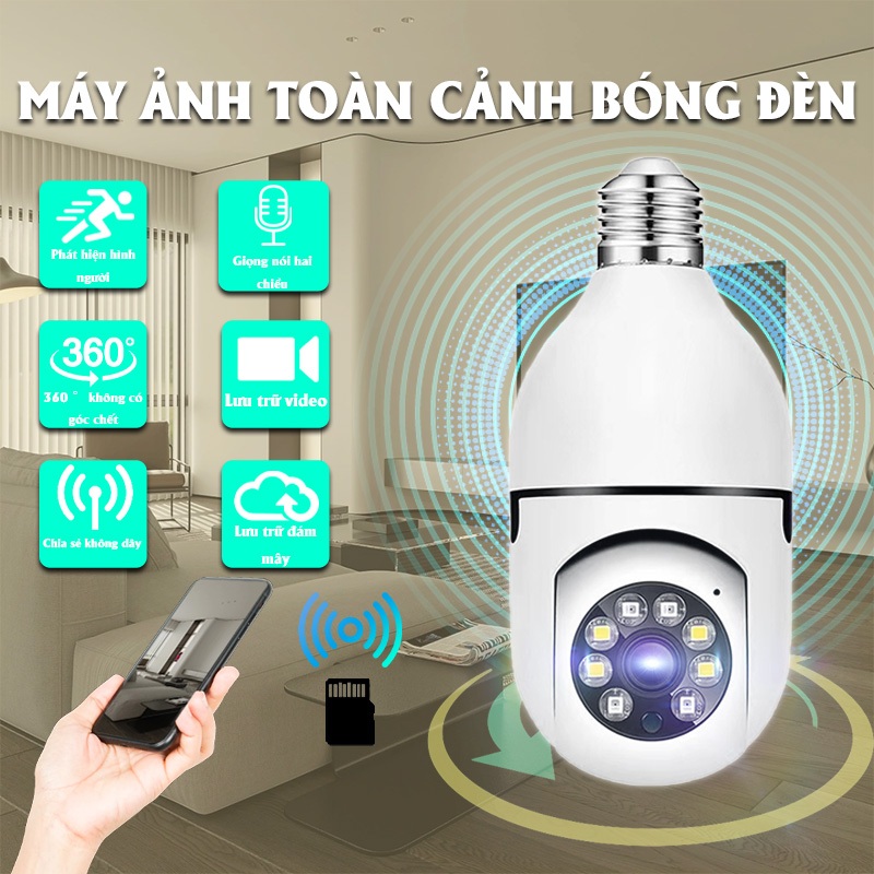 Camera wifi HD 1080p Giọng nói hai chiều xoay 360 độ hỗ trợ Hồng ngoại ...
