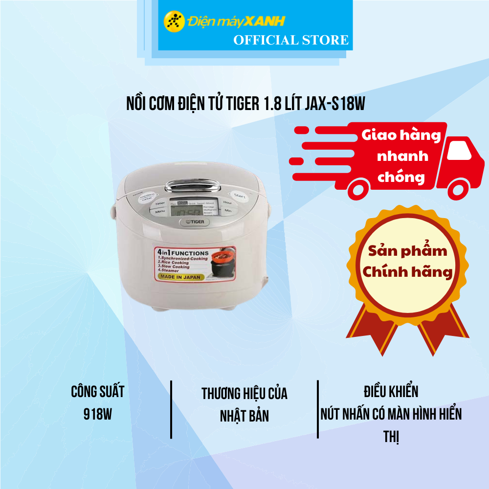 Nồi cơm điện tử Tiger 1.8 lít JAX-S18W | Shopee Việt Nam