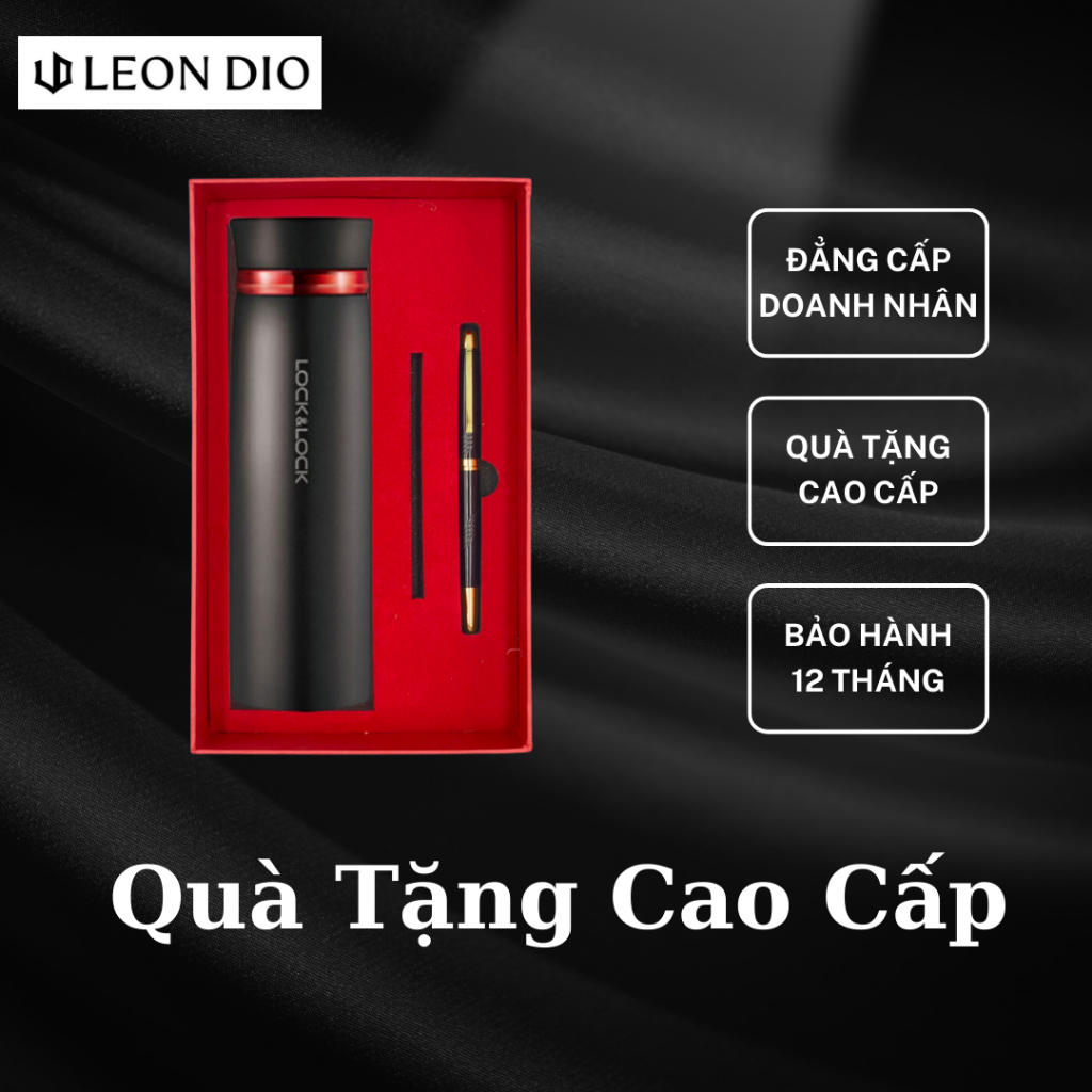 Set Quà Tặng Leon Dio Bút Ký Tên (Tùy chọn) & Bình Giữ Nhiệt Chính Hãng Lock&Lock Feather Light ...