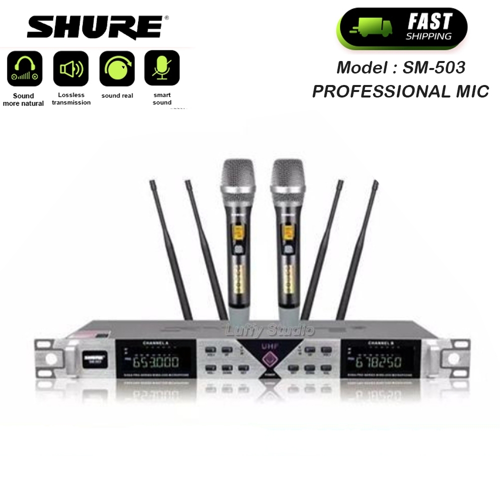 Micro Không Dây Shure SM-503, Sóng UHF Siêu Sạch, Thiết Kế Sang Trọng, Dùng Cho Dàn Karaoke Gia ...