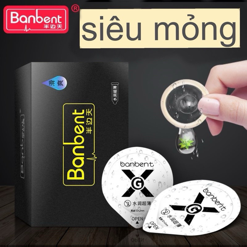 Bao cao su BANBENT 001, siêu mỏng, kéo dài time, hương thơm, nhiều gel ...