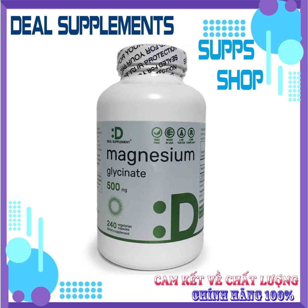 (Thực vật) Magnesium Glycinate 500mg 240 Viên Deal Supplement - Giúp ...