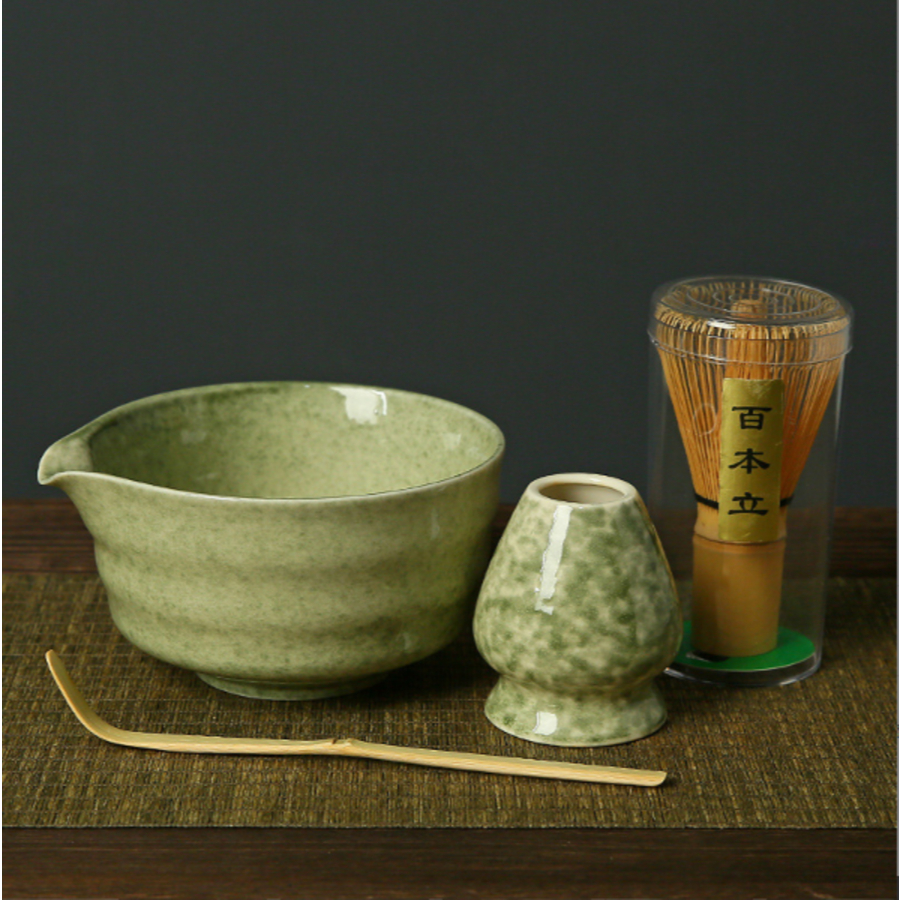 Bộ dụng cụ 4 món pha matcha gồm Bát đánh matcha, Cây đánh trà xanh ...