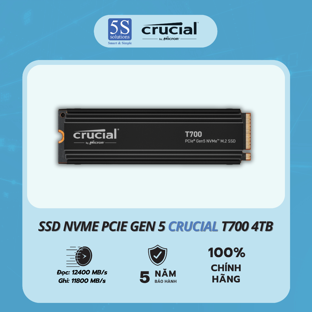 SSD Crucial T700 4TB PCIe Gen 5.0 NVMe with Heatsink - CT4000T700SSD5 ...