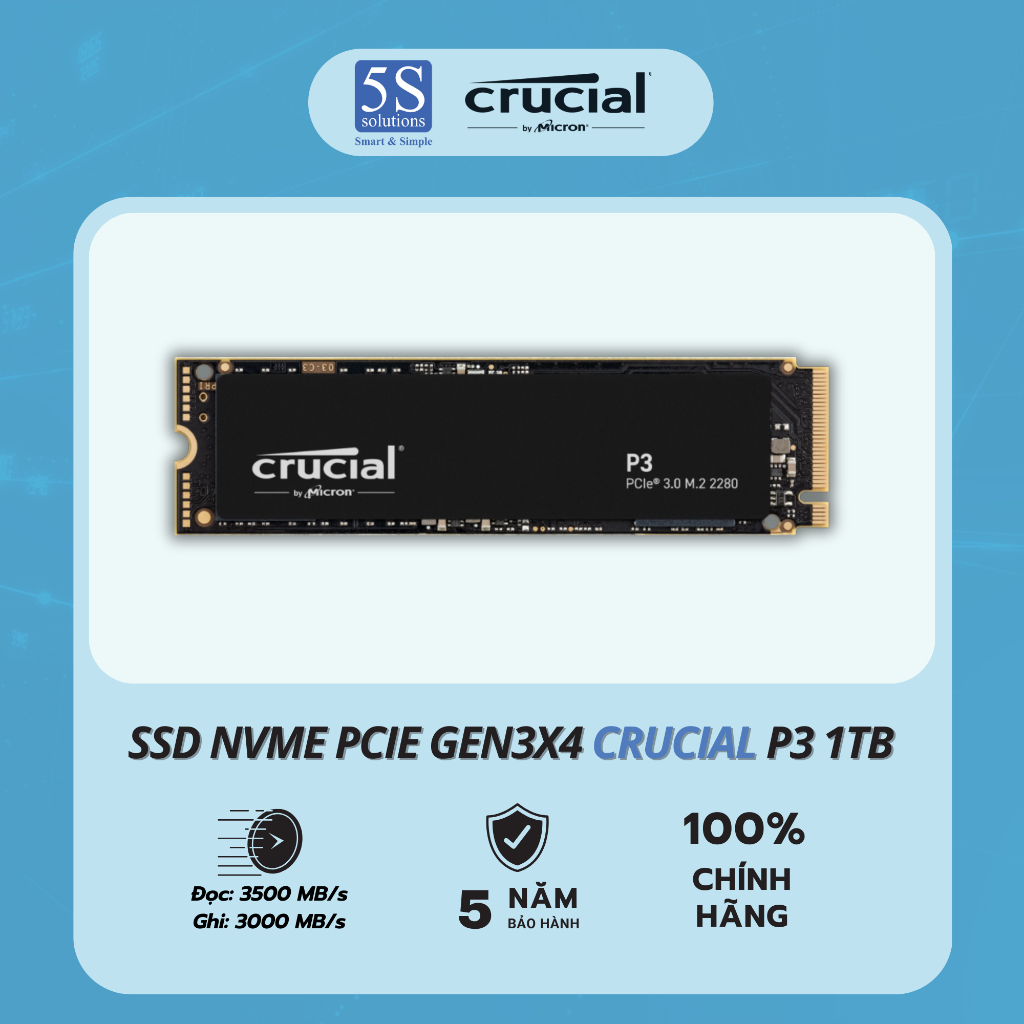 Ổ cứng SSD CRUCIAL P3 Gen 3 NVMe 1000GB - CT1000P3SSD8 - Hàng chính ...