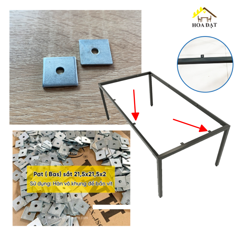 1kg Pat dùng hàn khung bàn, bắt mặt ván - Pat sắt vuông VNH dày 2 ly ...