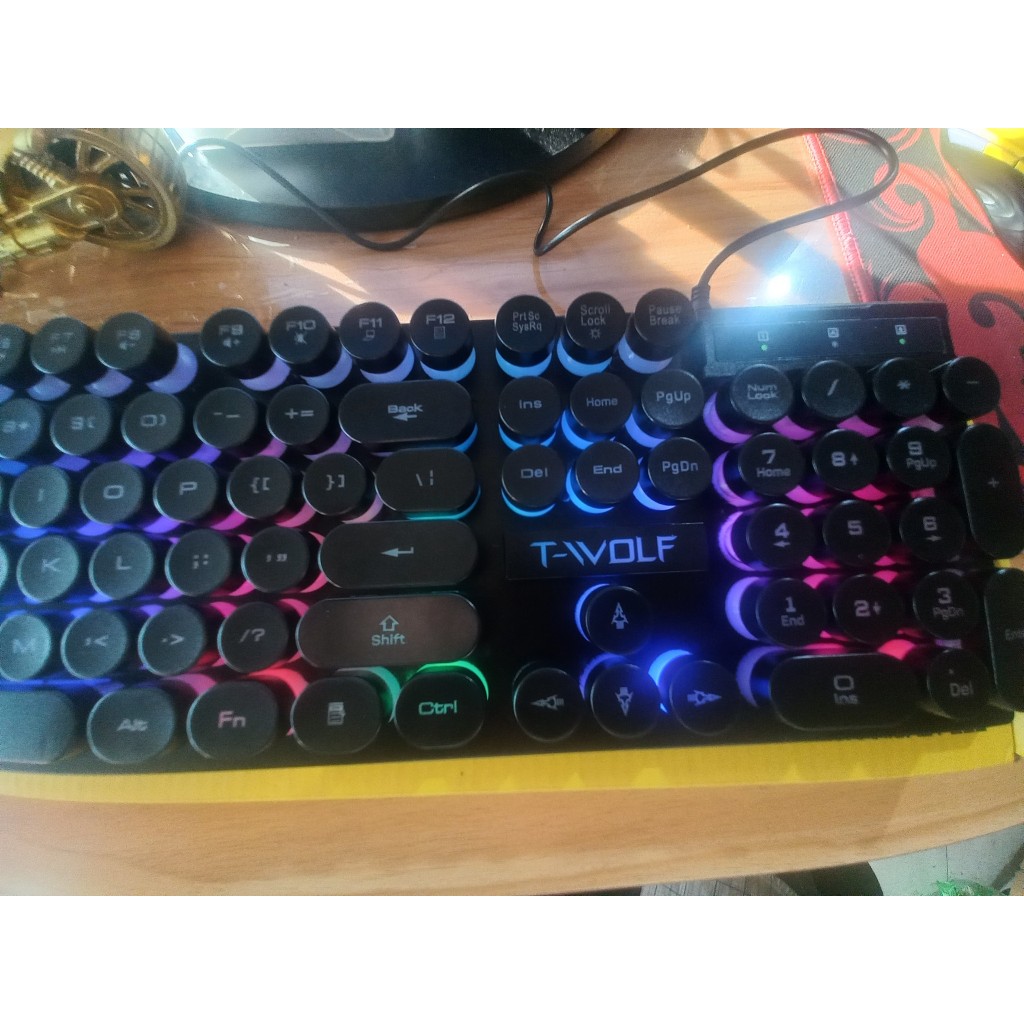 KEYBOARD T-Wolf T80 Giả cơ, Phím tròn Usb Led | Shopee Việt Nam