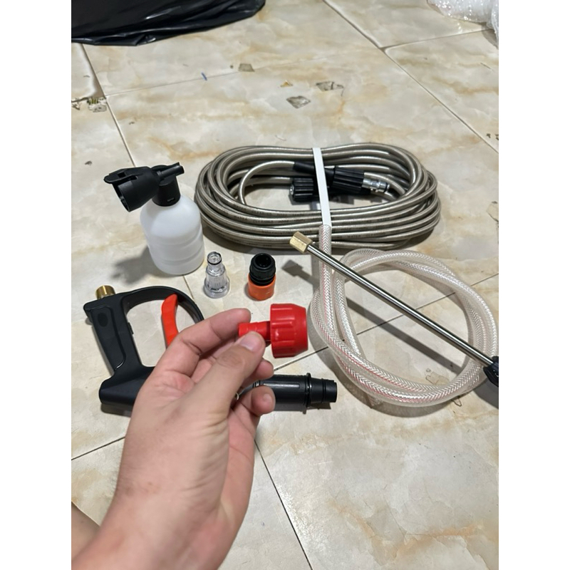 combo trọn bộ dây rửa xe 12m+súng + 1 thanh nối dài +1bình bọt tuyết+1 ...