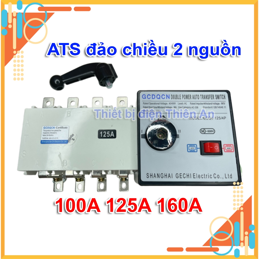 ATS chuyển nguồn tự động 100A 125A 160A 3 pha 380v GCDQCN cầu dao đảo 2 ...