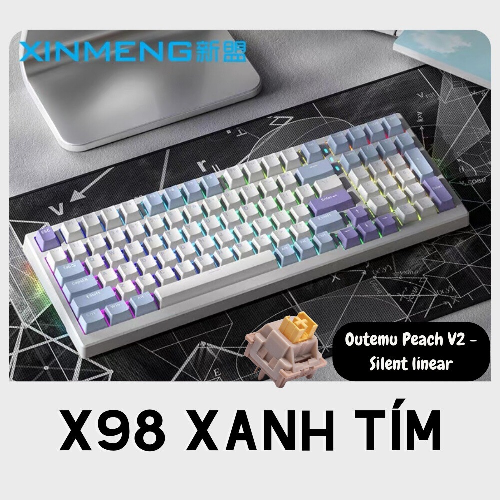 Bàn phím cơ không dây Xinmeng X98 Pro - 3 mode kết nối - LED RGB mạch ...