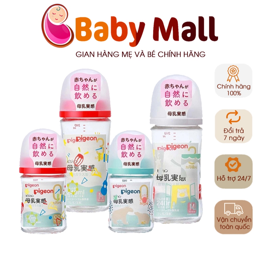 Bình sữa Thủy Tinh Pigeon Nội Địa Nhật thế hệ 3 mới đủ size 160ml / 240ml | Shopee Việt Nam