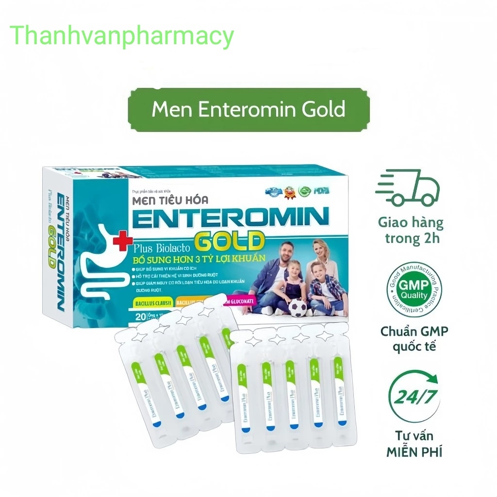 Men tiêu hóa Enteromin Gold giúp cân bằng hệ vi sinh đường ruột hộp 20 ...