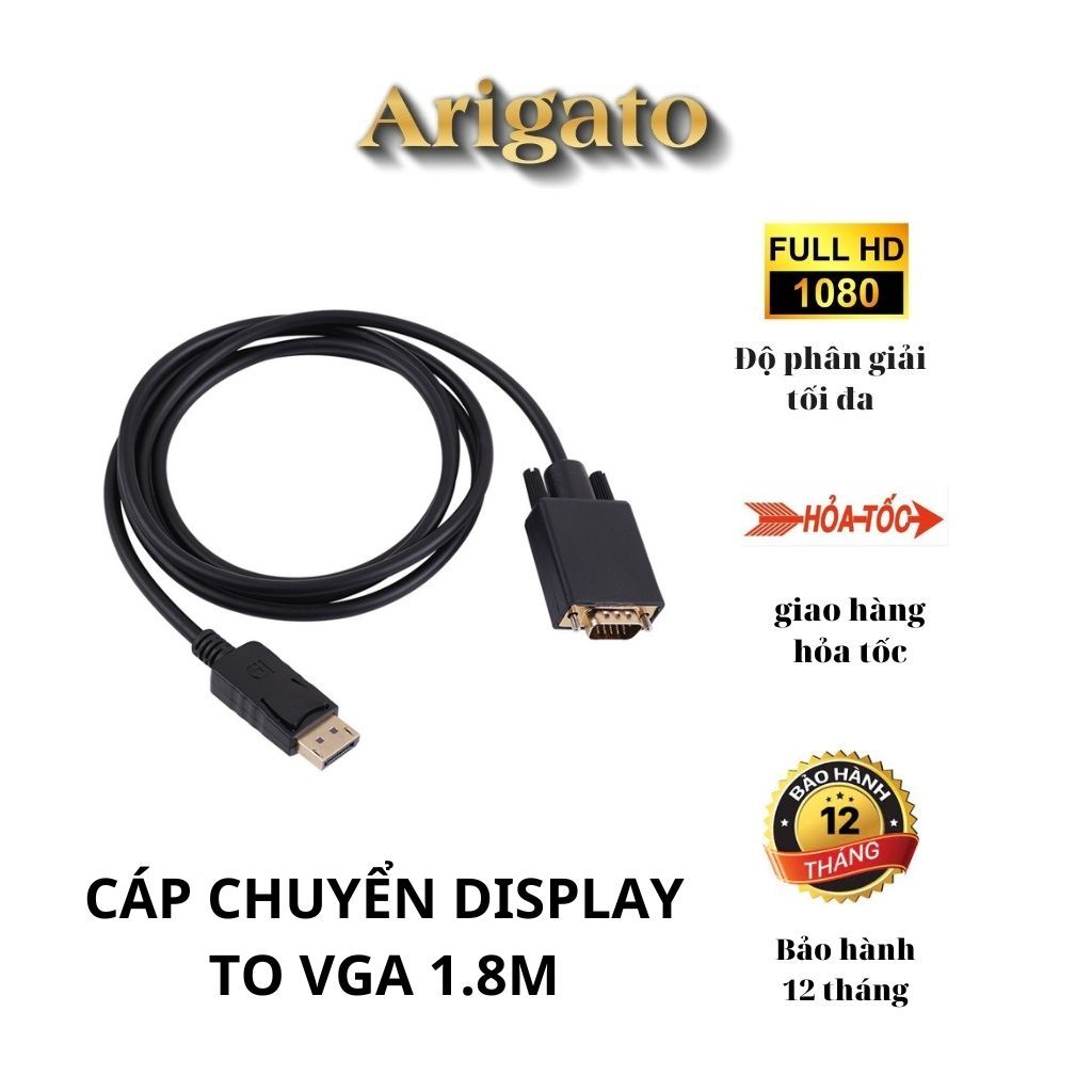 Dây cáp DisplayPort ra VGA Dài 1.8M, cáp chuyển đổi tín hiệu ...