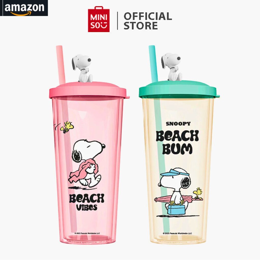 Ly Cốc nhựa MINISO Snoopy (Hồng/Xanh) chính hãng miniso BEACH BUM Nhập ...
