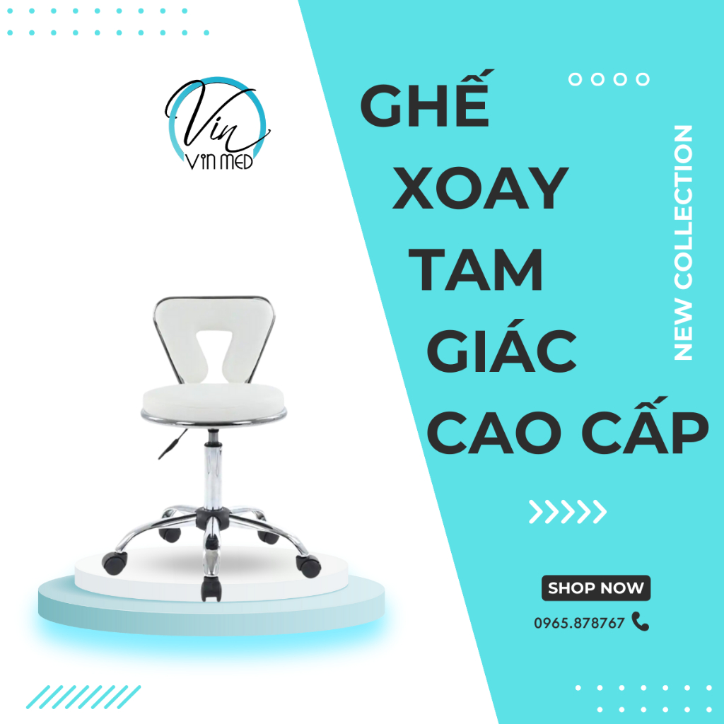 Vinmed Ghế Xoay Spa Ghế Tiêm Cao Cấp Ghế Phun Xăm Loại Tam GiÁc MỚi Hàng Nhập Khẩu