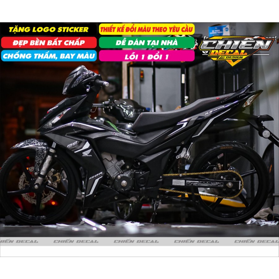 Tem rời winner150 V1 mẫu tem RS 150 đen xám trắng (tem 3 lớp cao cấp ...