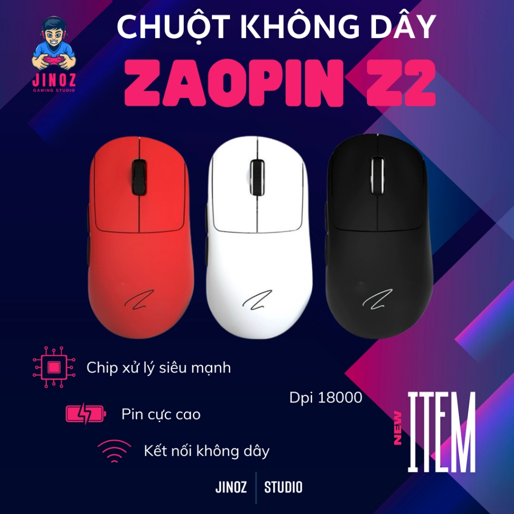 Chuột không dây Zaopin Z2 4K | 3 mode | Hotswap | PAW3395 (Tặng kèm miếng dán chống trượt ...