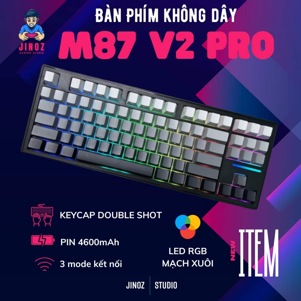 Bàn Phím Cơ Gaming Không Dây XinMeng M87 V2 PRO NEW 2024 LED RGB Pro ...