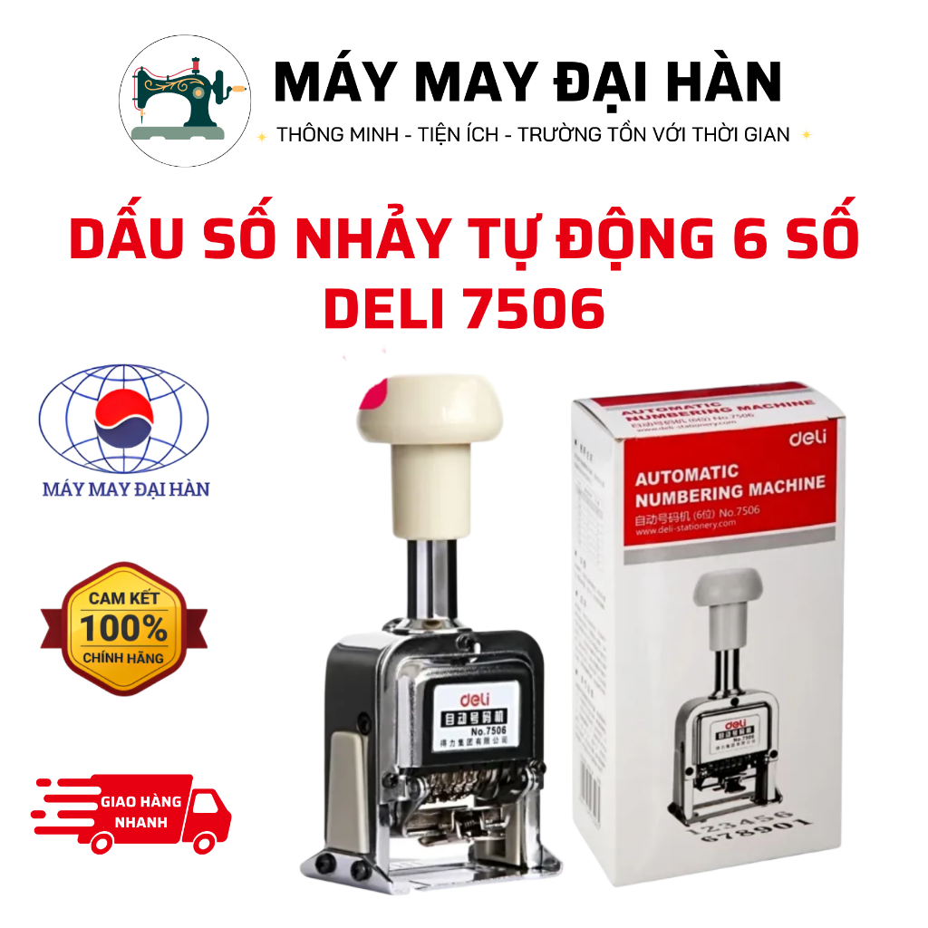 Dấu Số Nhảy Tự Động 6 Số Deli 7506 Chính Hãng | Shopee Việt Nam