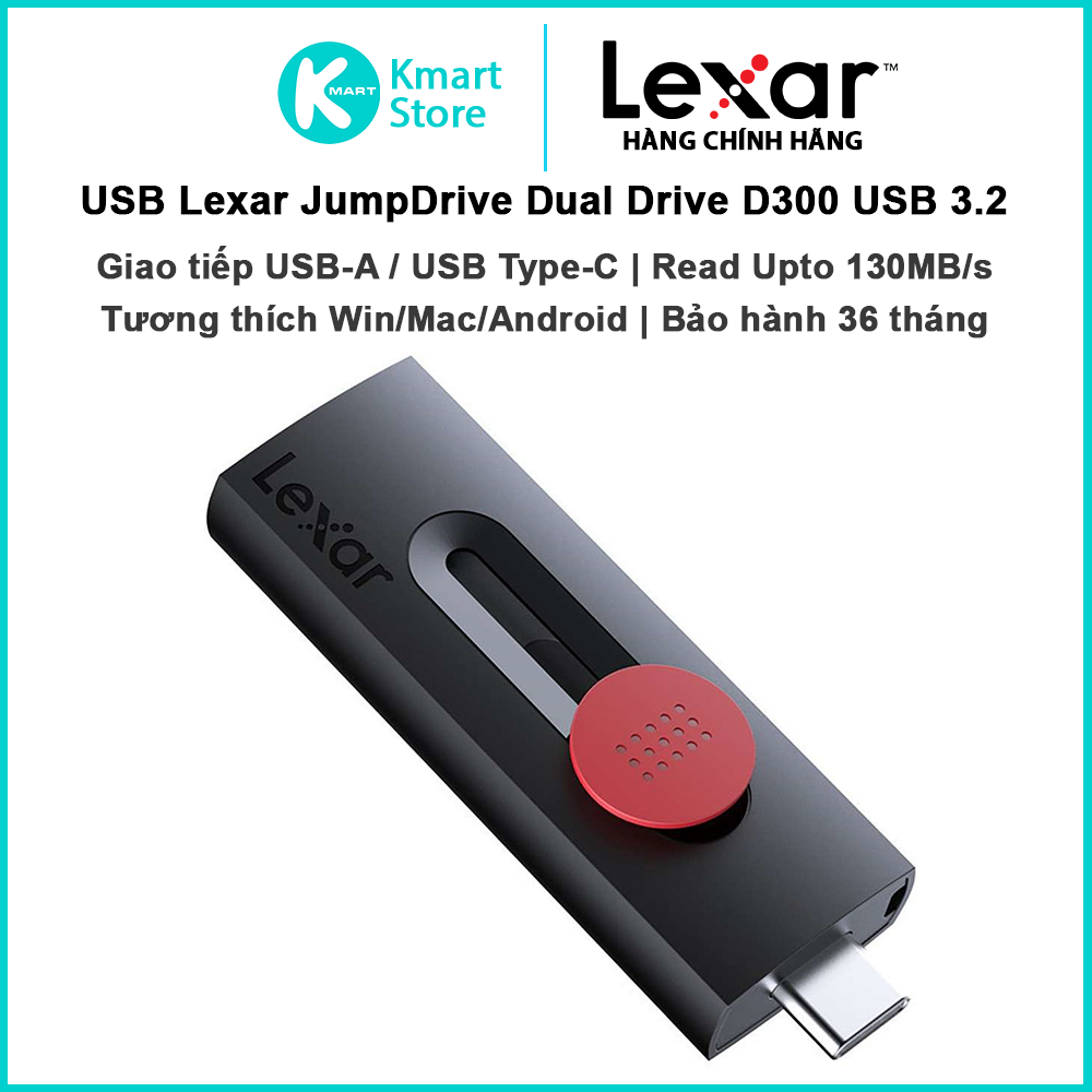 USB 3.2 Lexar JumpDrive Dual Drive D300 | Kết nối USB-A / USB-C | Read ...
