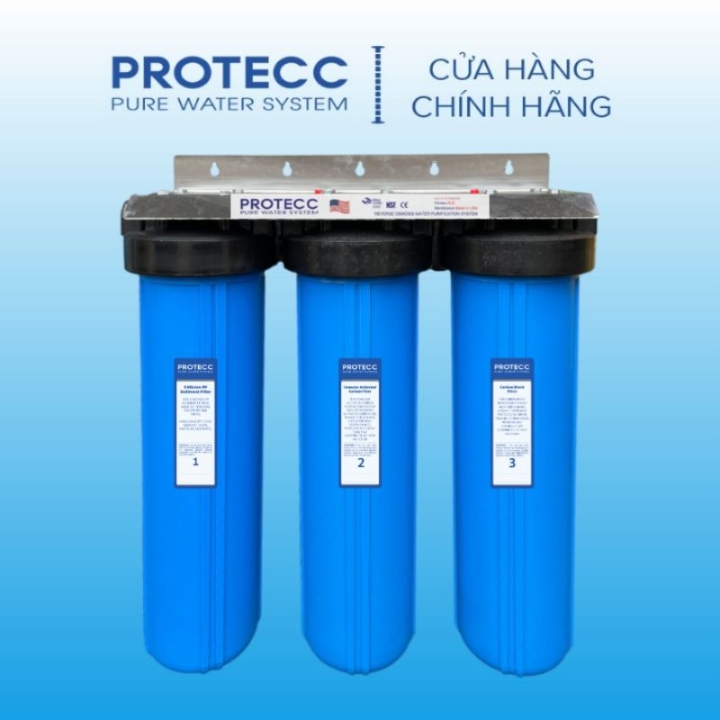 Bộ Lọc Thô Tổng Đầu Nguồn 3 Cấp 20 Inch Béo/Bigblue PROTECC PT220 2 Ron ...