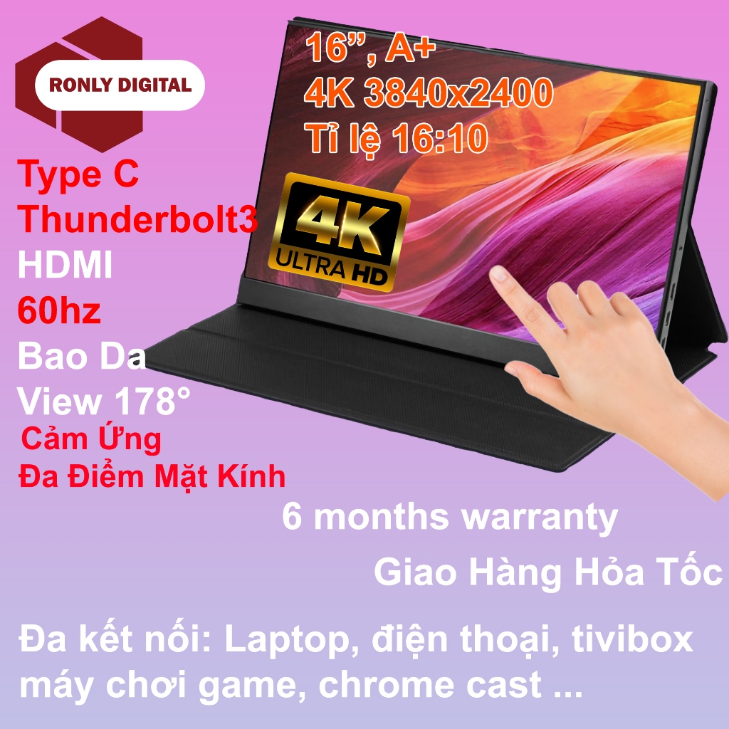 Màn Hình Di Động 16 inch, Option Cảm Ứng 2,5K - 4K, 100%SRGB, 60hz-144hz, Vi Tính, Mở Rộng, Rời ...