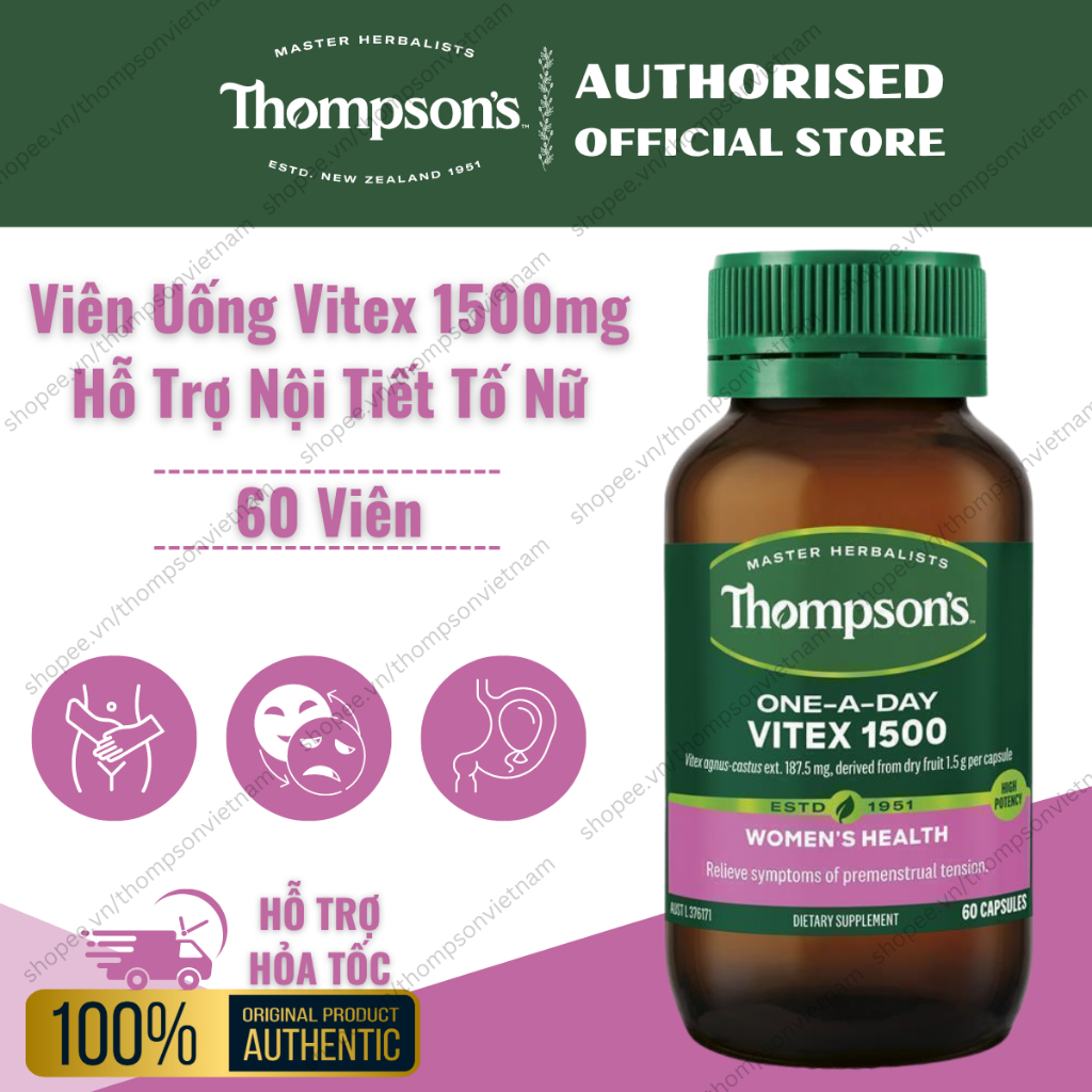 Viên Uống Hỗ Trợ Nội Tiết Tố Nữ - Thompson's Vitex 1500mg - 60 Viên | Shopee Việt Nam
