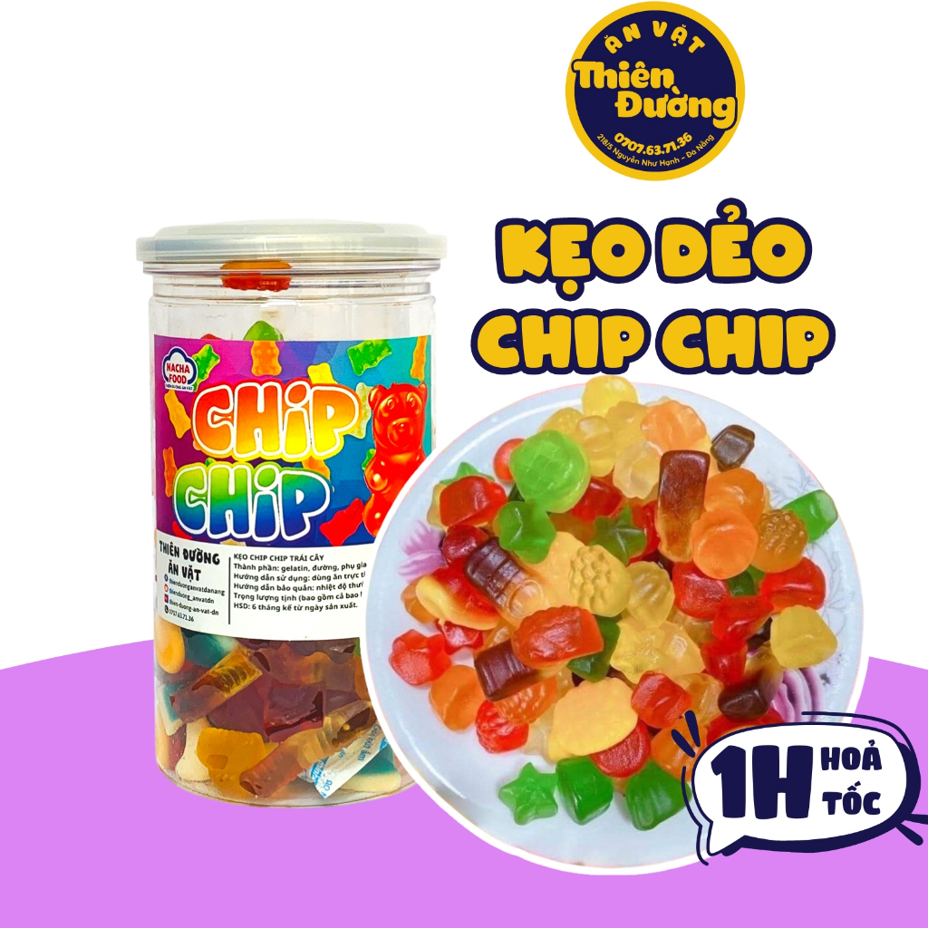 Kẹo dẻo chip chip 500g, kẹo dẻo trái cây nhiều hương vị dai dai thơm ...