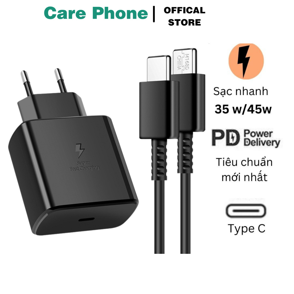 Bộ sạc nhanh Samsung 45w ,35w siêu nhanh cho các dòng điện thoại Note 10 plus note 20 s21 s22 ...