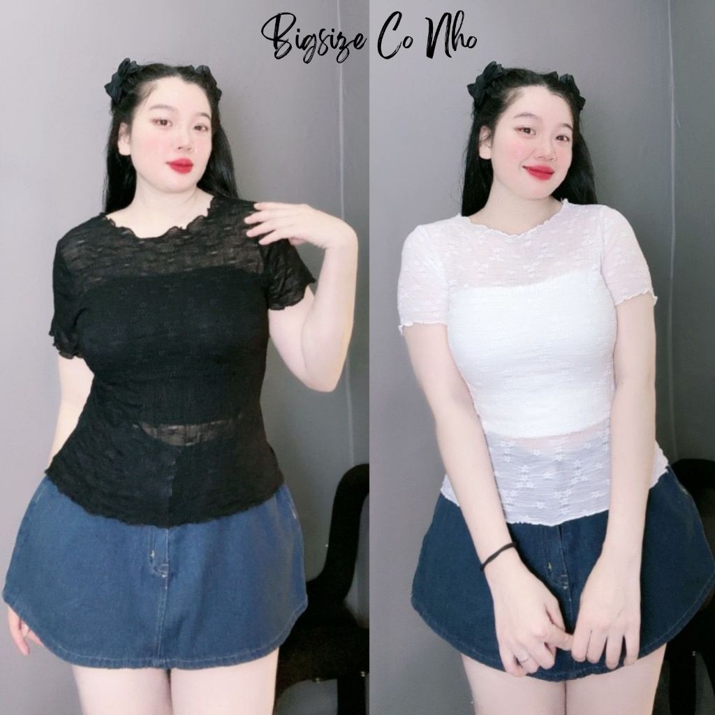 Áo thun lưới bigsize ren hoa xuyên thấu kèm áo quây bên trong co giãn đa chiều hottrend- G238 ...