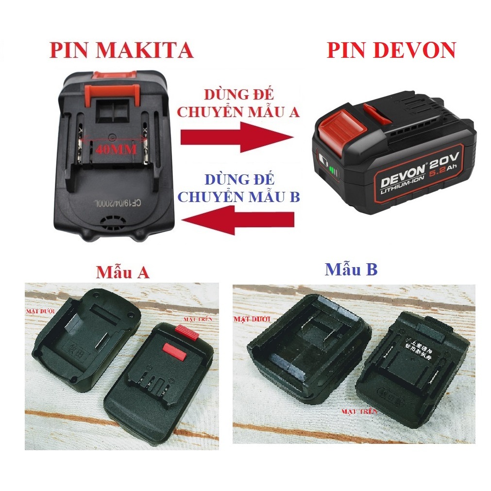 SV Đế chuyển pin Makita và pin Devon 20V qua lại nhau | Shopee Việt Nam