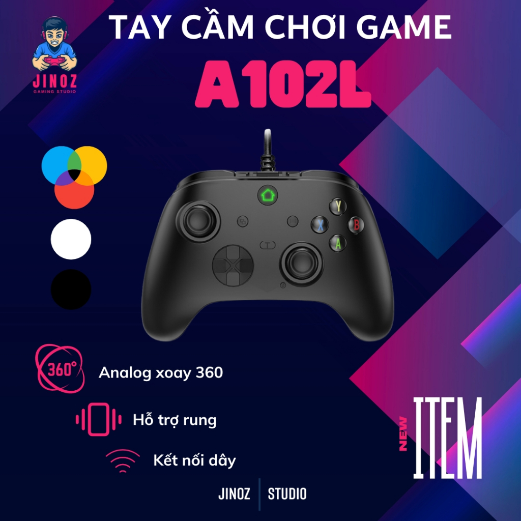 Tay cầm chơi game có dây A102L model 2024 - Full skill Fifa online 4 - Analog xoay 360 Hỗ trợ ...