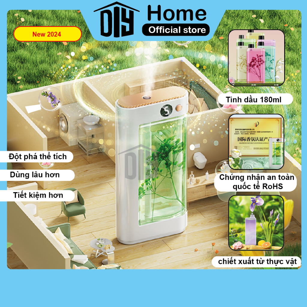 Máy xông tinh dầu PW26 tự động 5 chế độ xông hương thơm nhẹ dịu ...