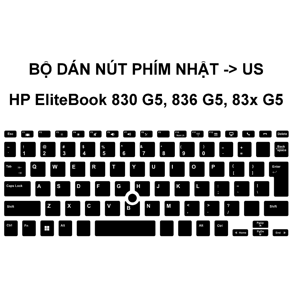 Bộ dán nút phím HP EliteBook 830 G5, 836 G5, 83x G5 Nhật -> US | Bàn ...