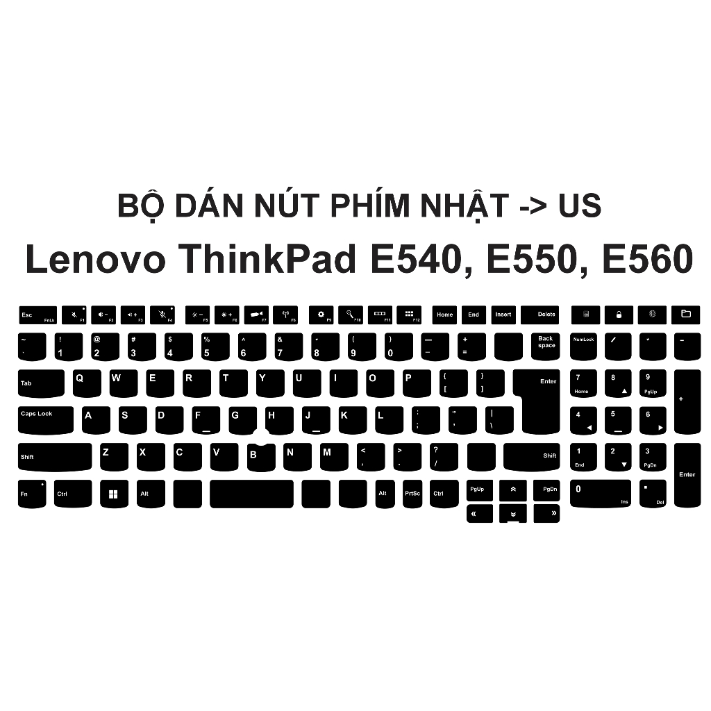 Bộ dán nút phím Lenovo ThinkPad E540, E550, E560, L540, L550, L560 Nhật -> US | Bàn phím layout ...