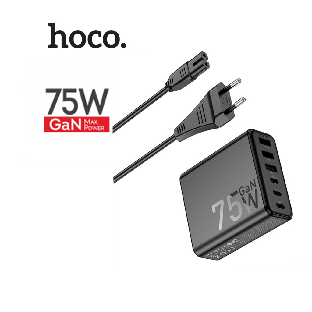Củ sạc nhanh PD75W Hoco C133A hỗ trợ QC3.0 + 3 USB + 3 Type-C chất liệu ...
