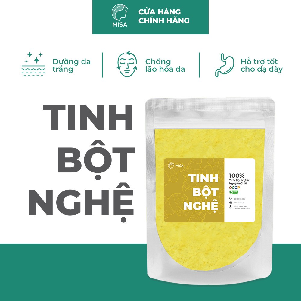 Tinh bột nghệ MISA nguyên chất mặt nạ bột giúp trắng da, giảm mụn, mờ ...