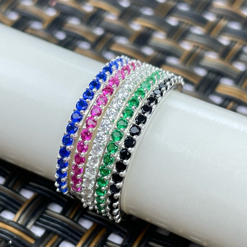 Nhẫn Bạc S925 Nữ Nhiều Màu Đá Bản Nhỏ Đủ Kích Cỡ Tay Mẫu Mới Có Bản Xi Kim S925 Trang Sức HVJ ...