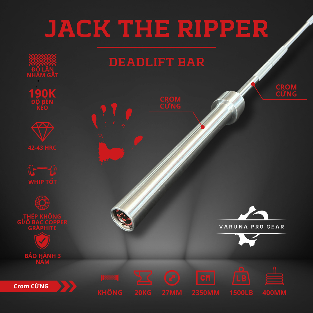 VARUNA PRO GEAR DEADLIFT BAR JACK THE RIPPER - Thanh đòn deadlift dài ...