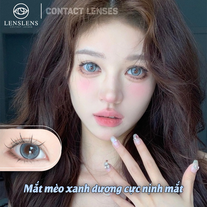Lens Mắt Kính Áp Tròng Xanh Mắt Mèo Cat Eyes Blue | Shopee Việt Nam