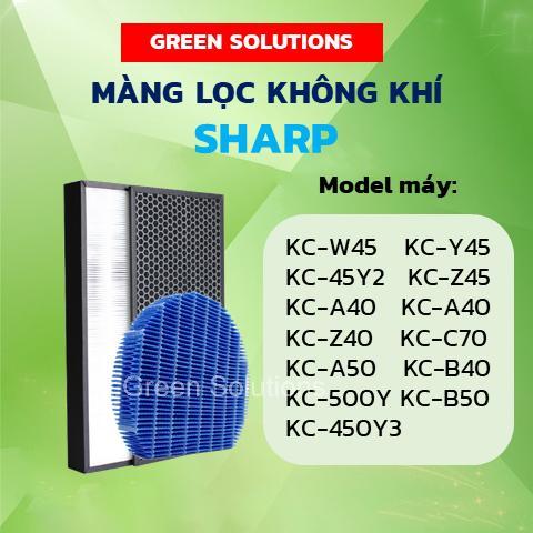 Combo hepa + than màng lọc không khí Sharp KC-W45, Y45, Z45, A40, Z40, B40, B50, C70, 500Y2 ...