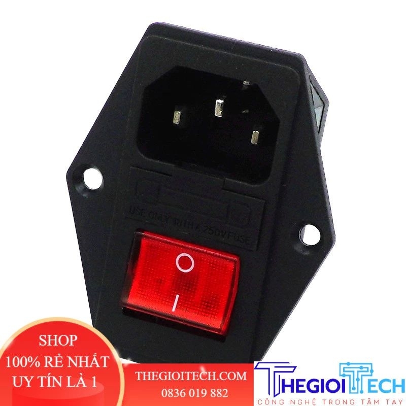 Ổ cắm điện Jack AC 3 chấu chân pin C14 3 trong 1, công tắc ngắt mạch ...