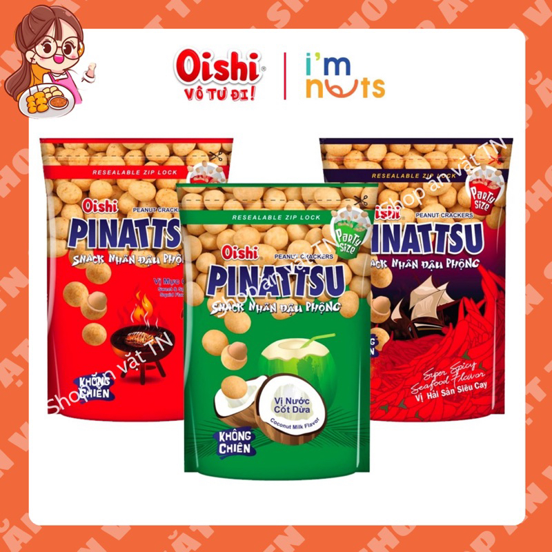 Snack Pillows/Pinattsu Oishi ,Bánh snack nhân kem/Đậu phộng không chiên ...