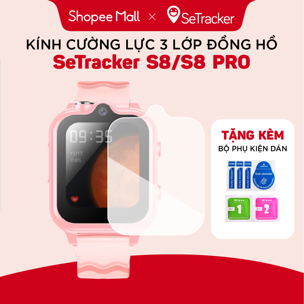 Kính cường lực 3 lớp đồng hồ định vị trẻ em Setracker S8 / S8 PRO 2024 chính hãng chống xước, va ...