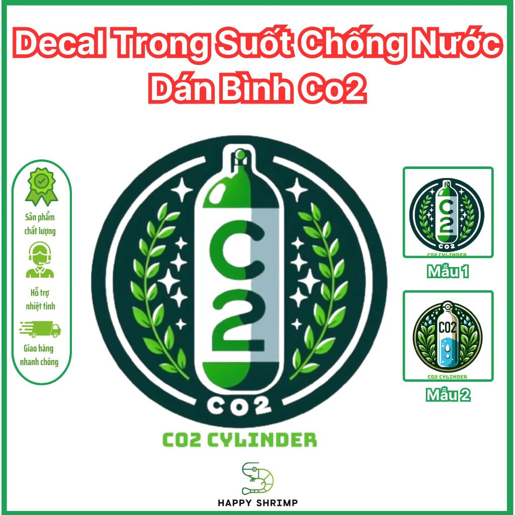 Decal Trong Suốt Chống Nước Dán Bình Co2 | Miếng Dán Trang Trí kích cỡ ...