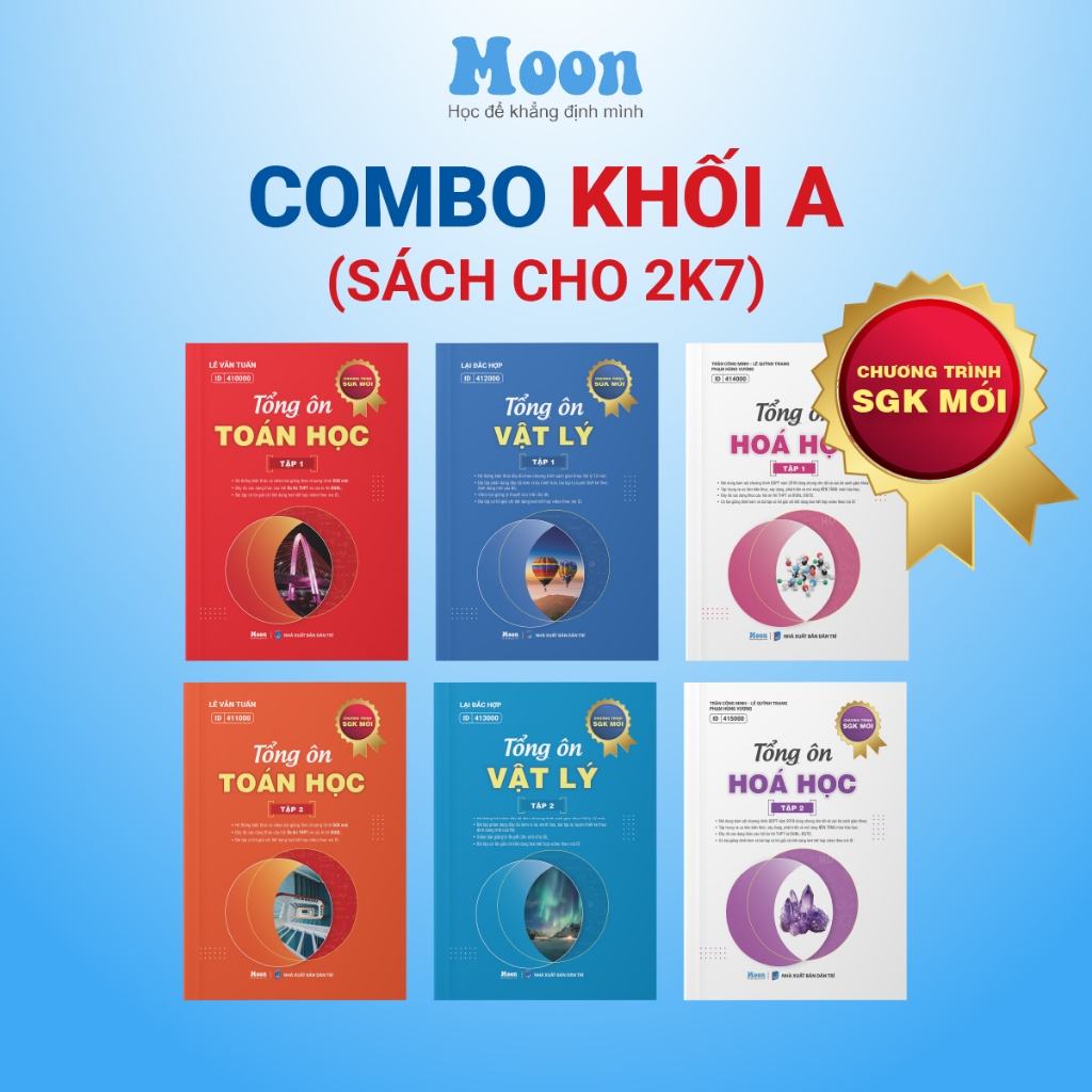 Sách 12 chương trình SGK mới : Combo tổng ôn khối A,B,C,D ôn thi thpt quốc gia, đgnl Moonbook ...