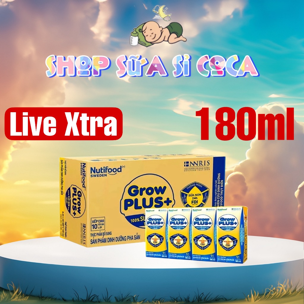 [Live Xtra] Sữa pha sẵn Growplus Vàng 180ml thùng 48 hộp date mới 5% ...